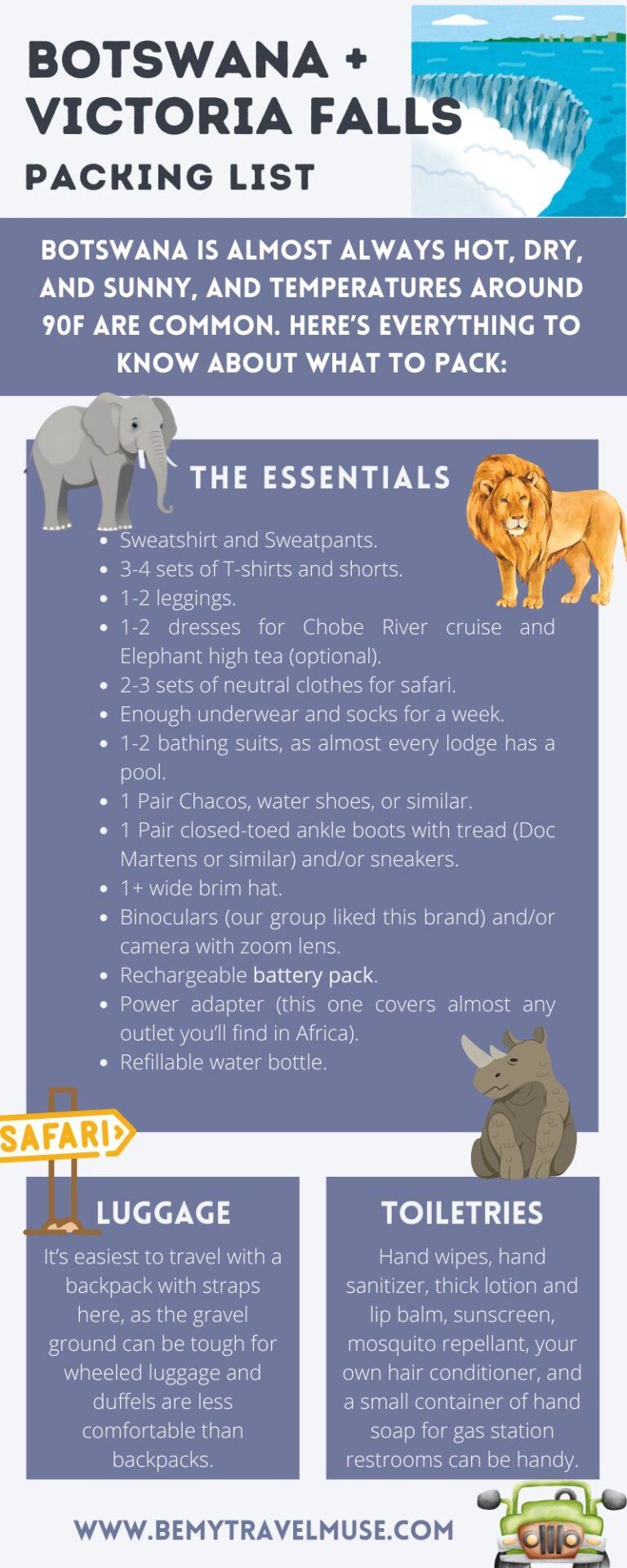 The Perfect Botswana + Victoria Falls Packing List